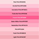 150 Shades of Pink with Names, Hex, RGB, & CMYK