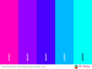 Bright Colors with Names, RGB, CMYK, and Hex Codes