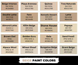 60 Shades of Beige Color with Names, Hex, RGB, & CMYK