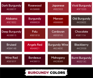 75 Shades of Burgundy Color with Names, Hex & RGB Codes