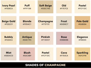 50+ Shades of Champagne Color (Names, Hex, RGB & CMYK)